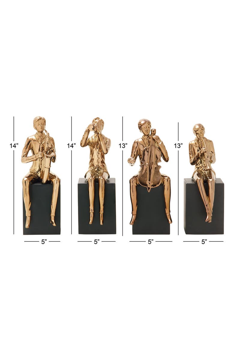 WILLOW ROW Copper Porcelain Modern Musician Sculpture - Set of 4 ...