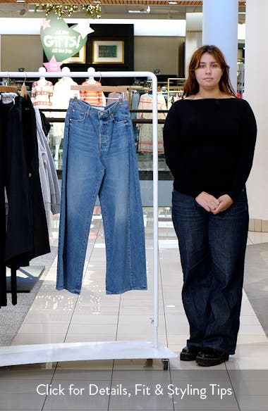 MOTHER Pipe Dream Button Sneak High Waist Wide Leg Jeans Folk Star ...