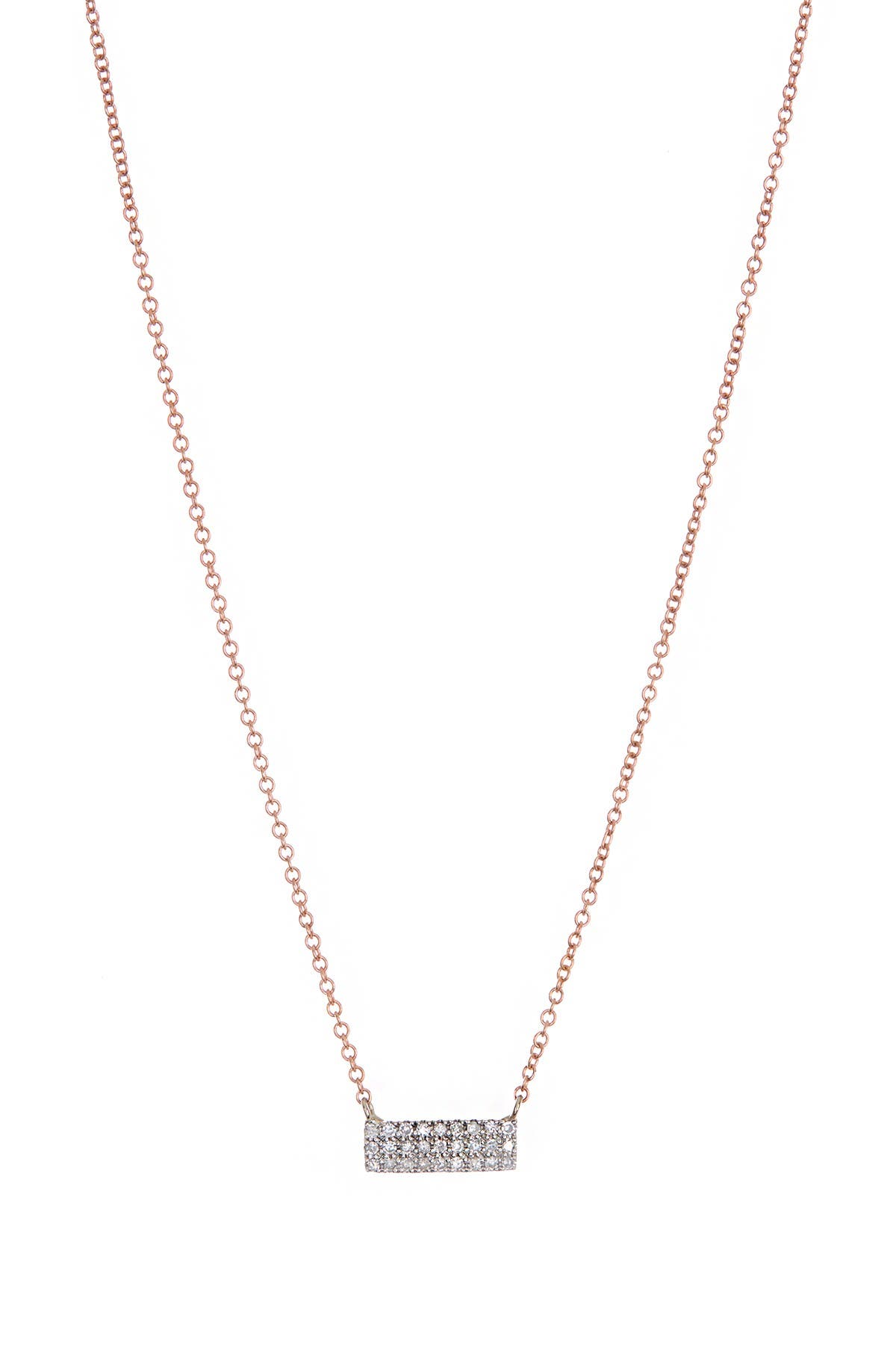 Meira T 14K Rose Gold Pave Diamond Bar Pendant Necklace | Nordstromrack