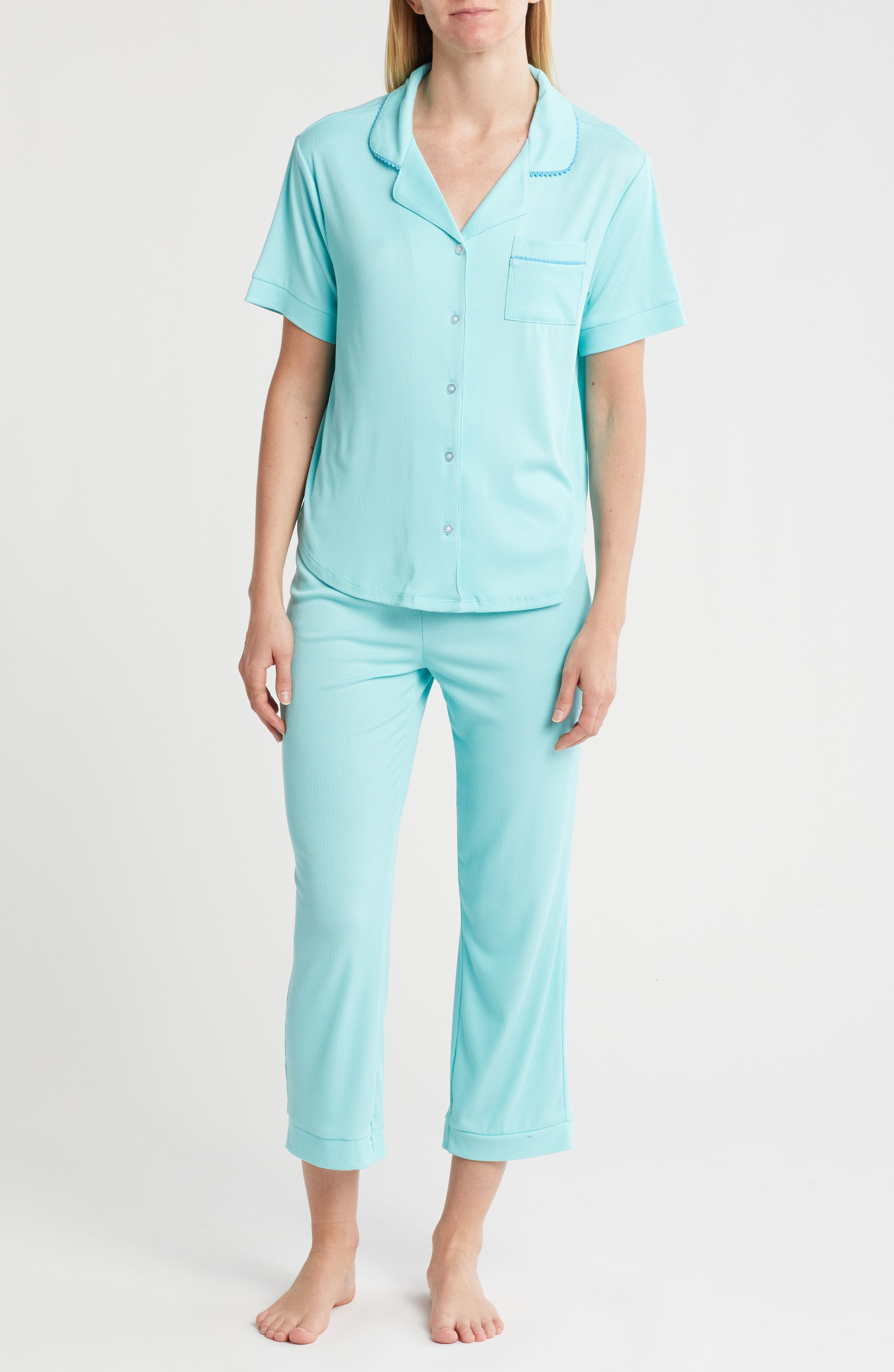 PJ COUTURE Rib Scallop Trim Pajamas | Nordstromrack