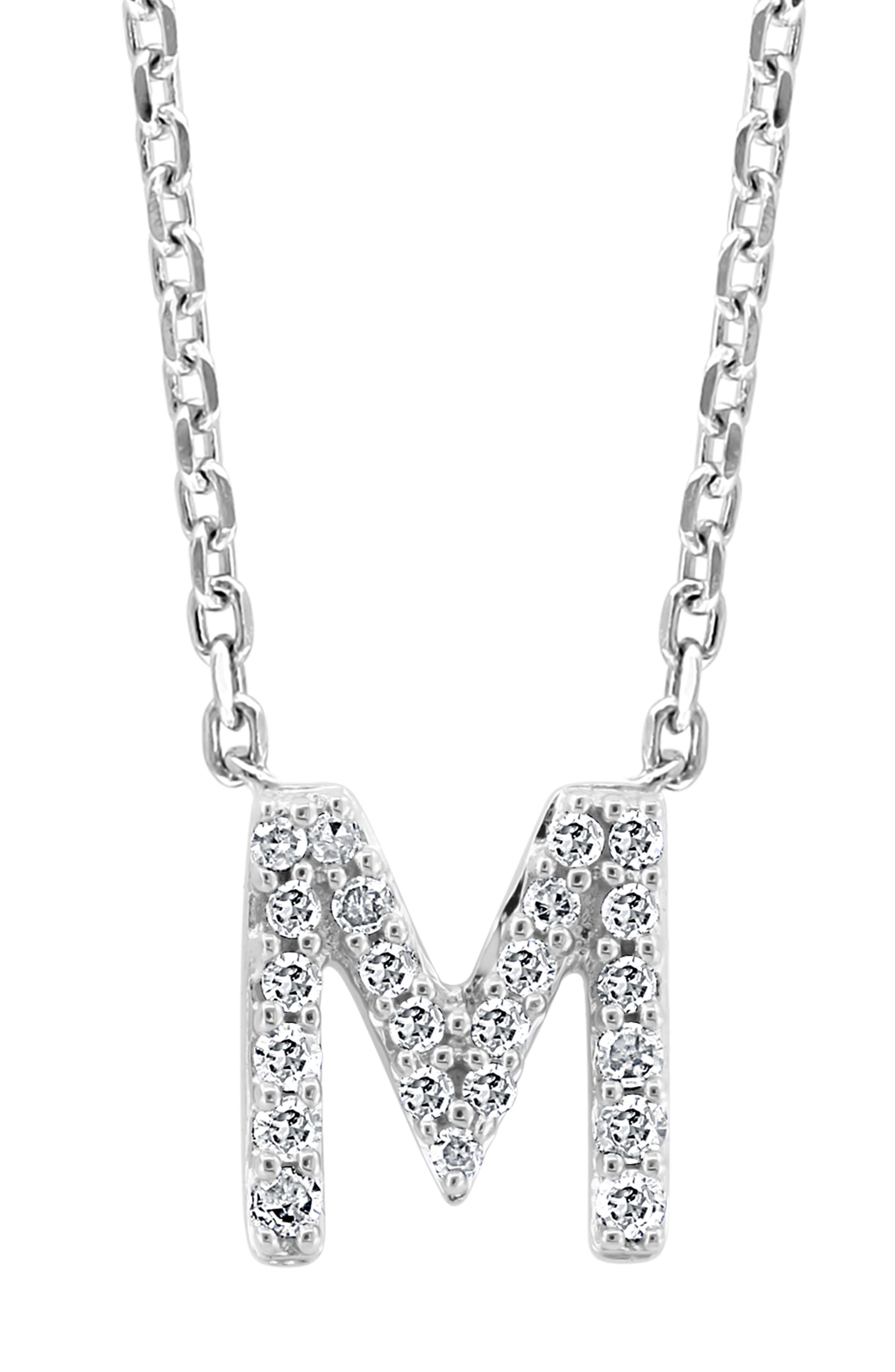 EFFY Sterling Silver Diamond 'M' Initial Pendant Necklace | Nordstromrack