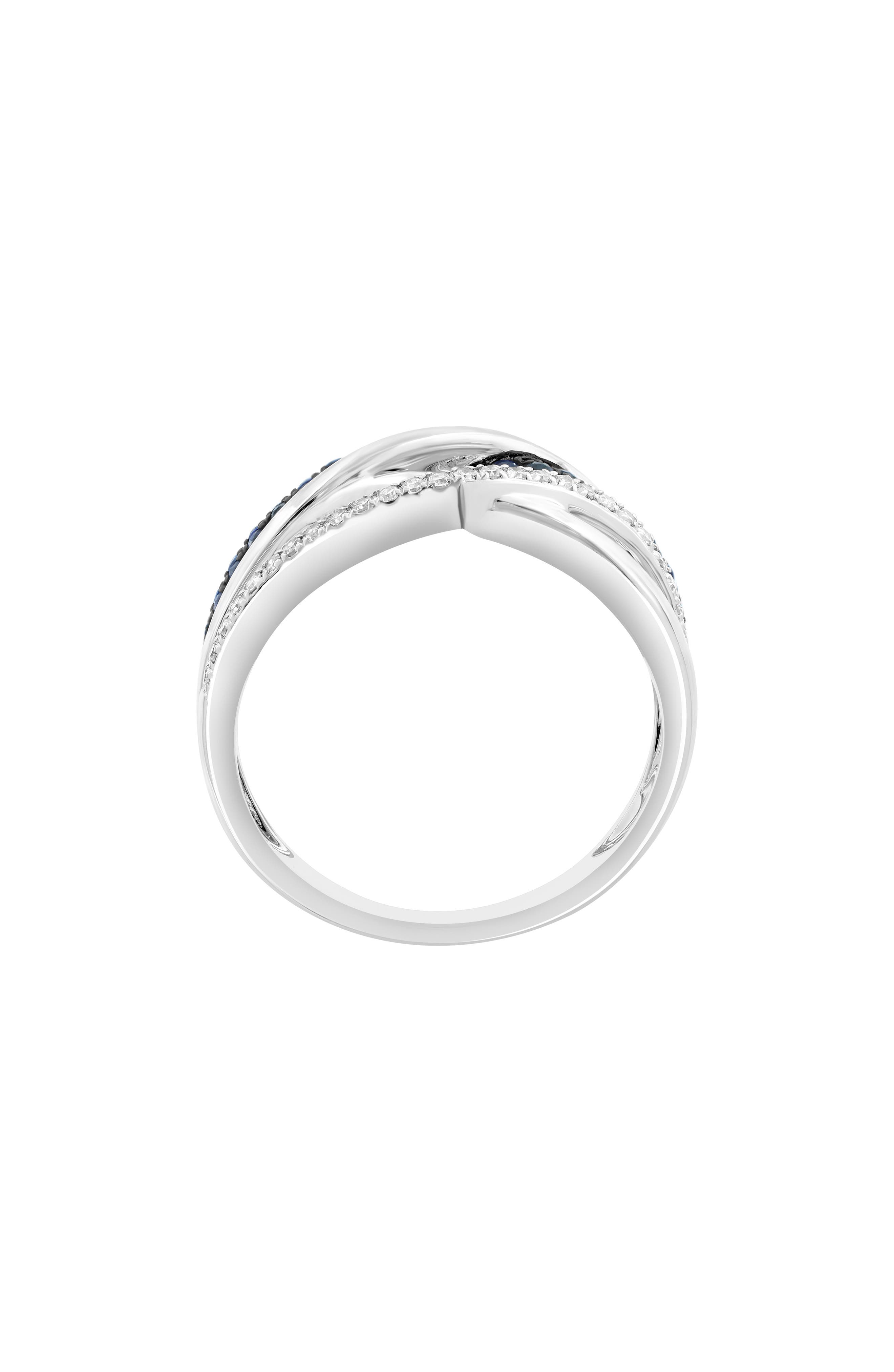 EFFY Sterling Silver Blue Sapphire & Diamond Multi Band Ring ...