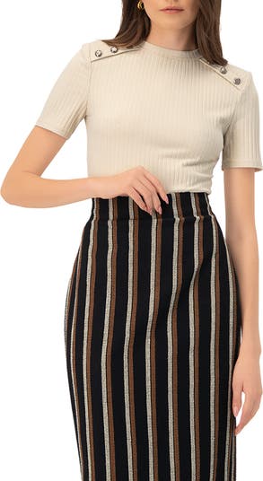 IVONNE Puffed Shoulder Natural Top | Nordstrom