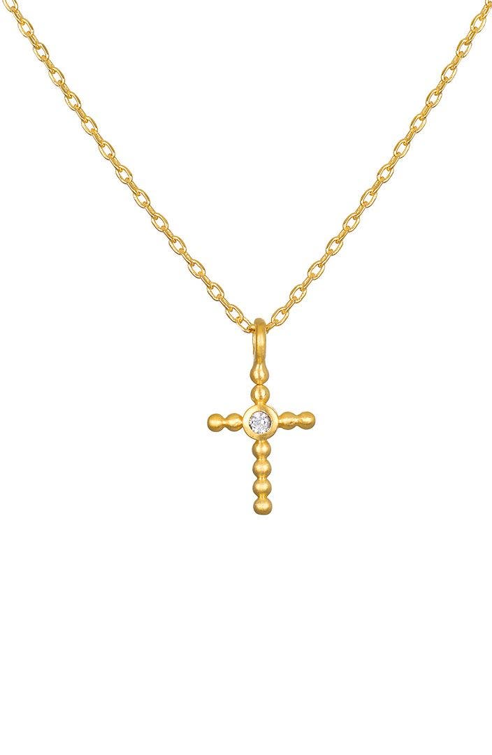 Satya Jewelry Precious Faith White Topaz Cross Necklace | Nordstrom