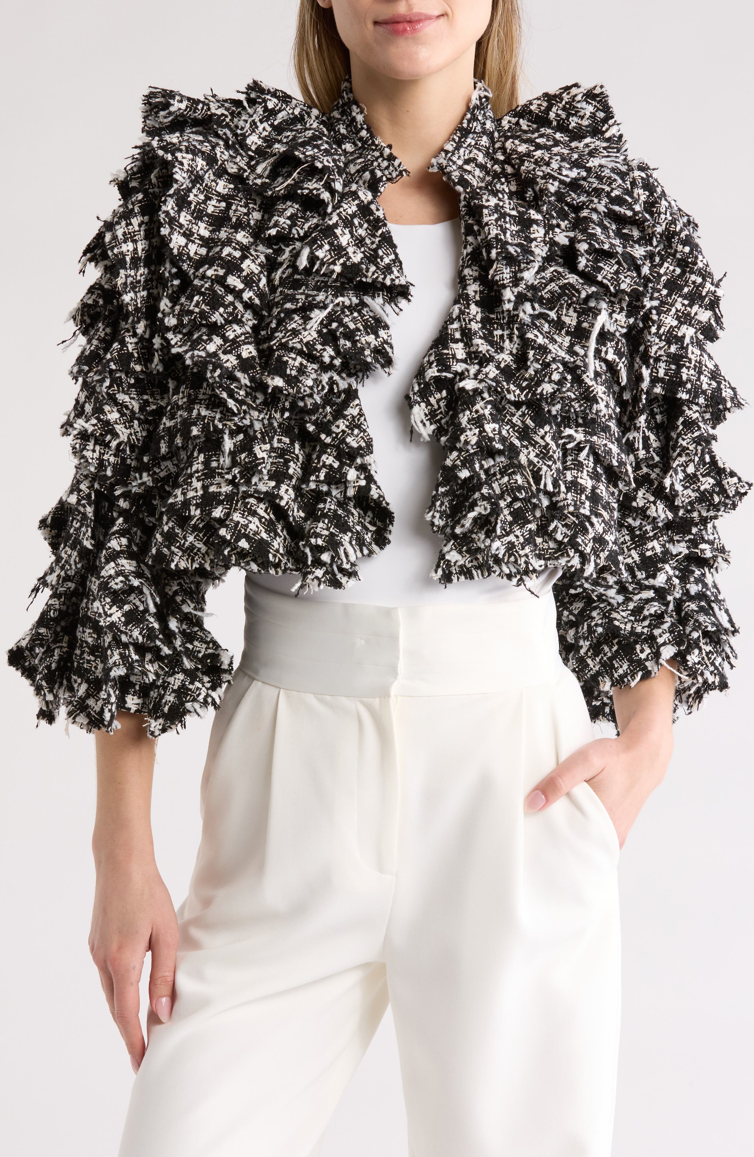 Alice + Olivia Britton Three Quarter Sleeve Crop Jacket | Nordstromrack