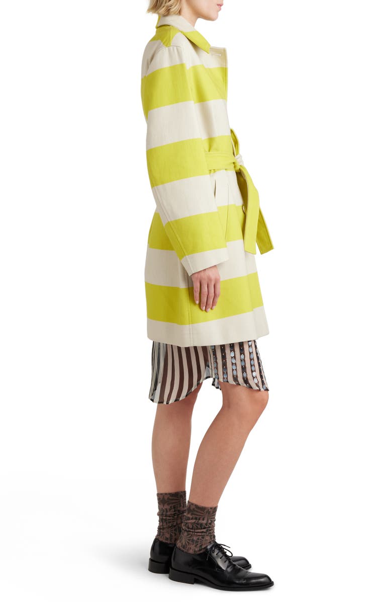 Dries Van Noten Ramblas Block Stripe Belted Cotton Coat | Nordstromrack