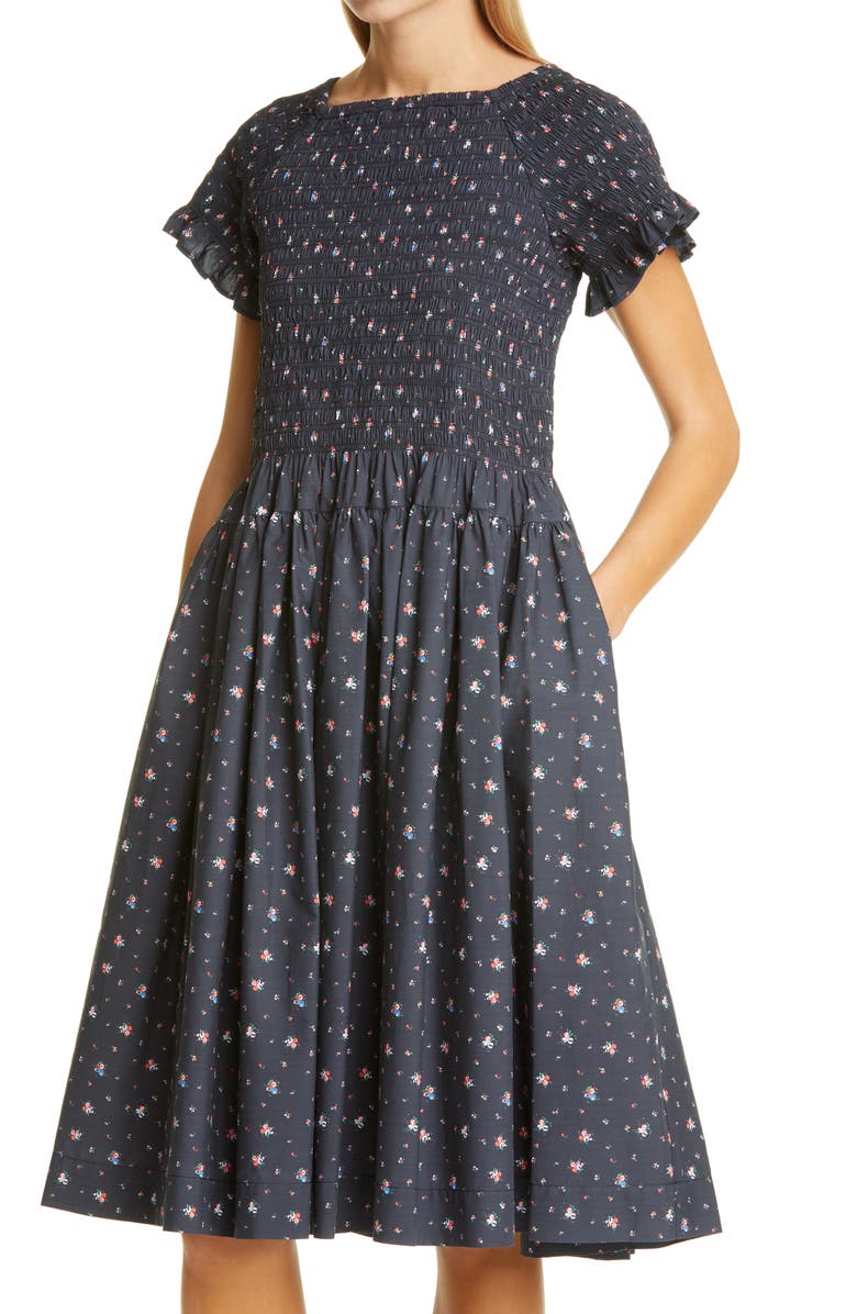 Molly Goddard Tilly Floral Shirred Cotton Dress | Nordstromrack