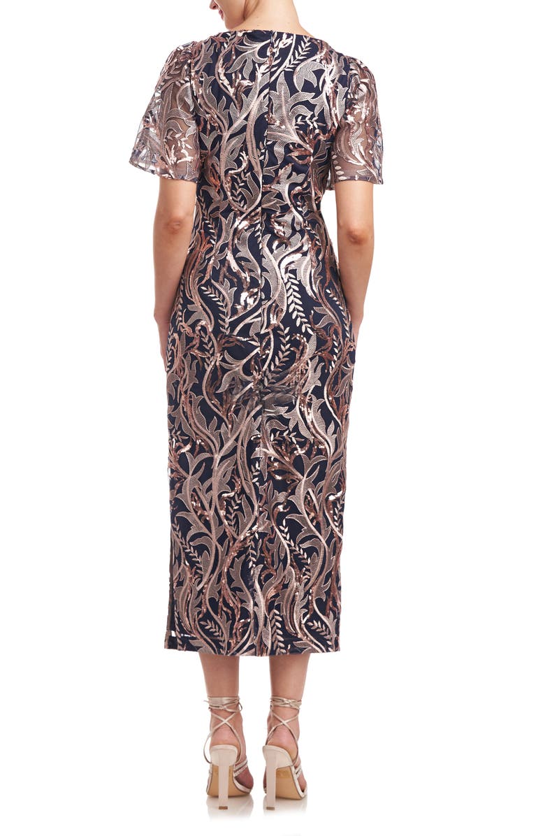 JS Collections Merlina Sequin Embroidered Cocktail Midi Dress ...