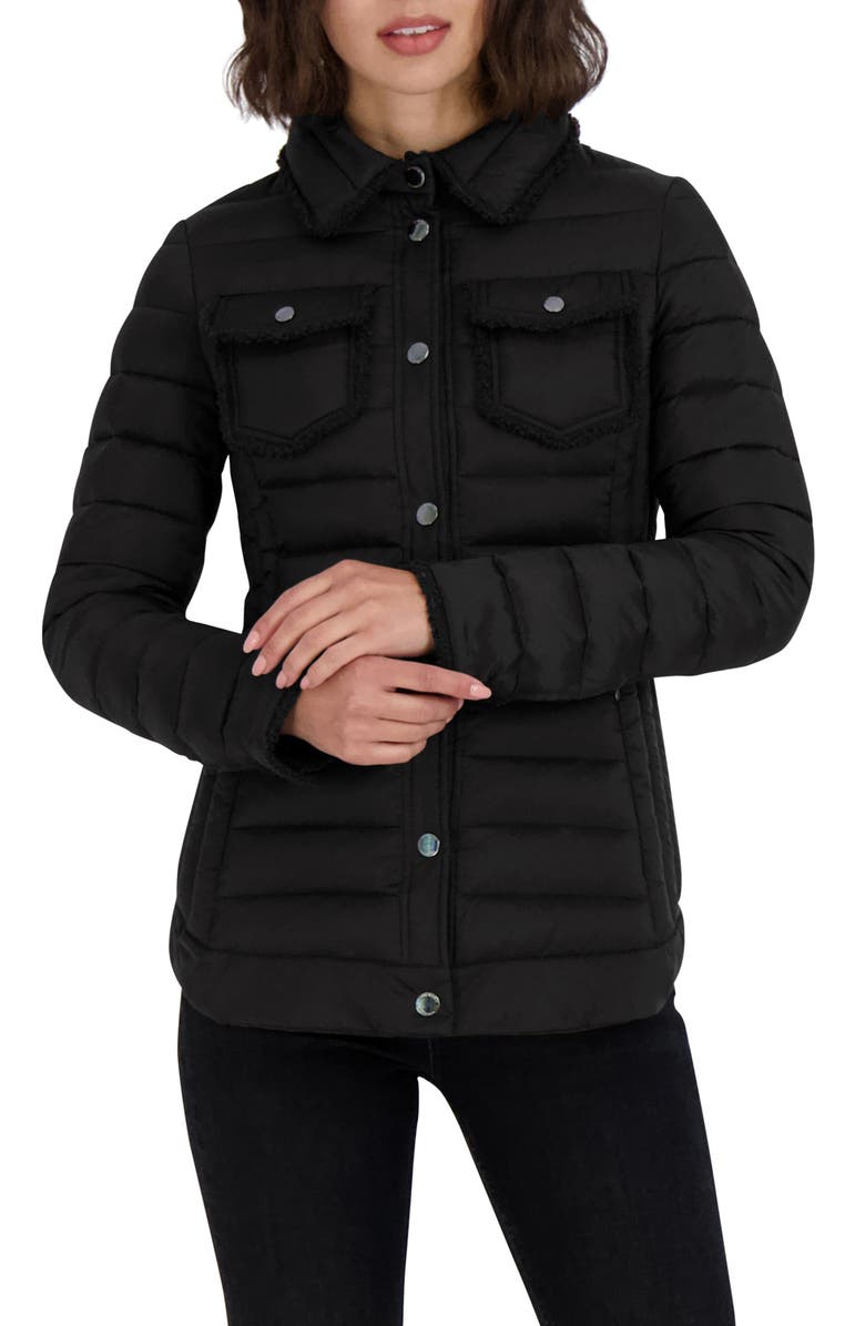 Laundry by Shelli Segal Faux Shearling Trim Puffer Jacket | Nordstromrack