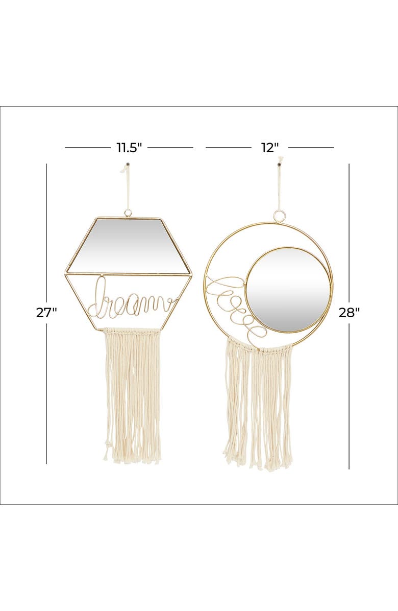 Novogratz Gold Metal Handmade Dream, Love Wall Mirror with Fringe ...