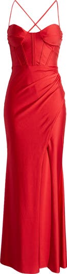 Speechless Pleated Lace-Up Back Sleeveless Gown | Nordstromrack