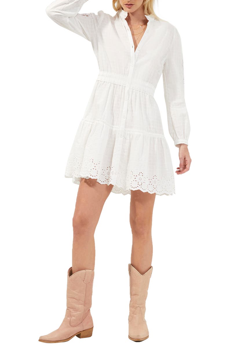 French Connection Aprina Long Sleeve Cotton Eyelet Minidress ...