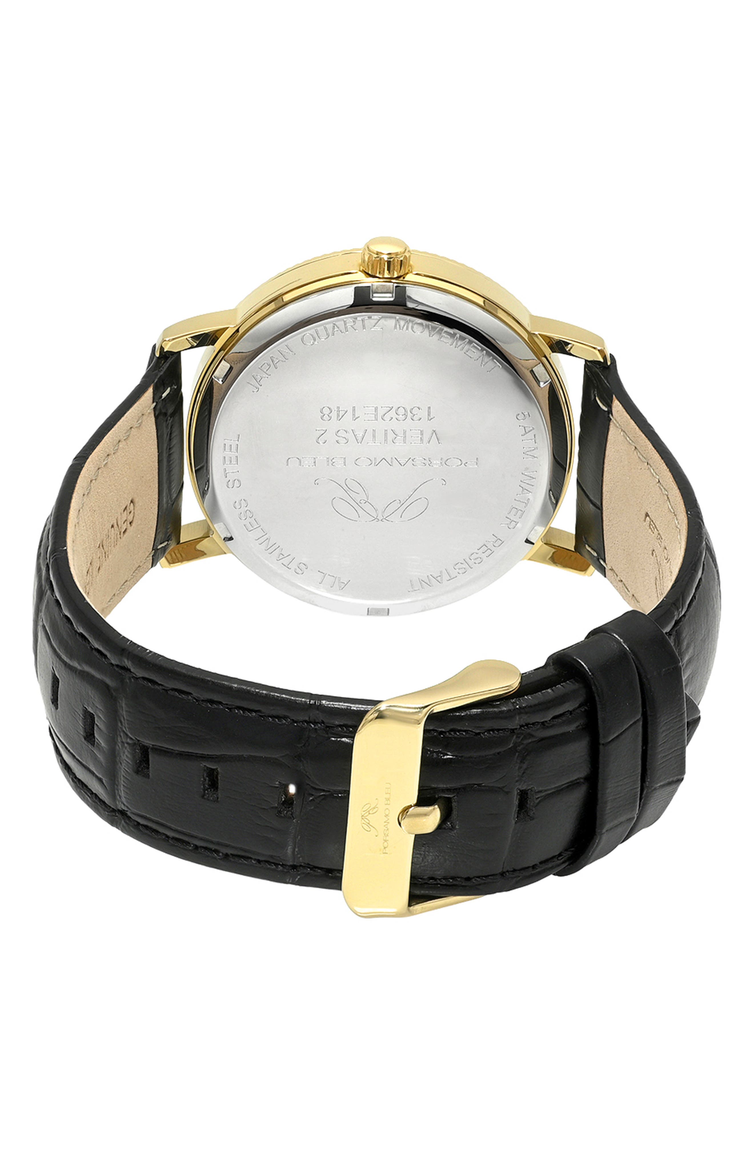 PORSAMO BLEU Veritas 2 Croc Embossed Leather Strap Watch, 40mm ...