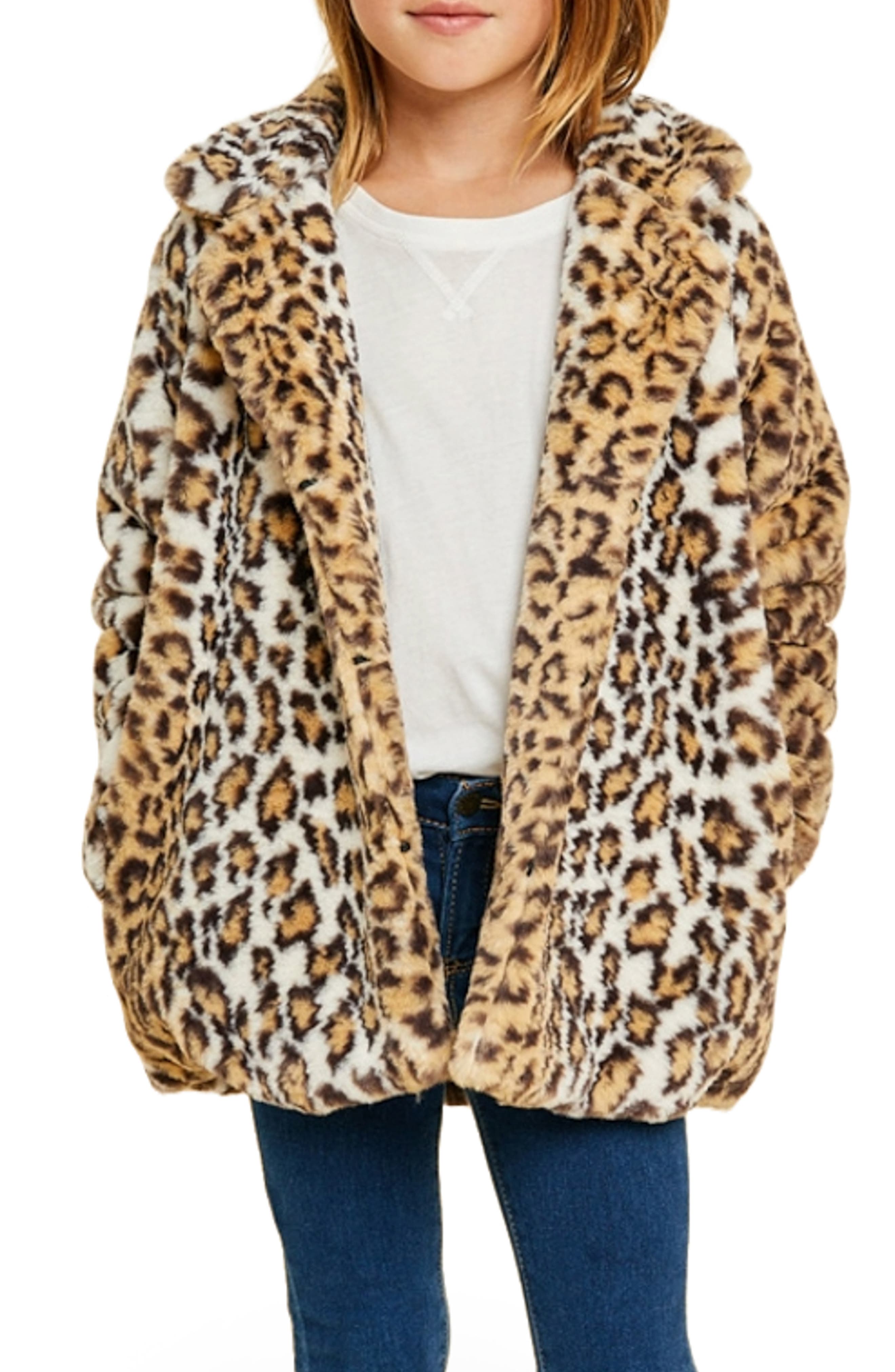 Hayden Girls Kids' Leopard Print Faux Fur Coat | Nordstromrack