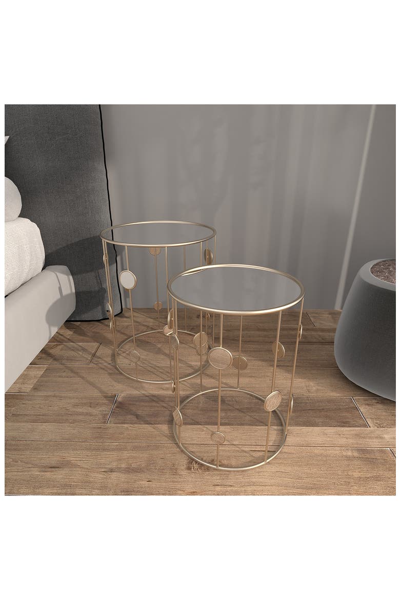 VIVIAN LUNE HOME Goldtone Metal Contemporary Accent Table with Mirrored ...
