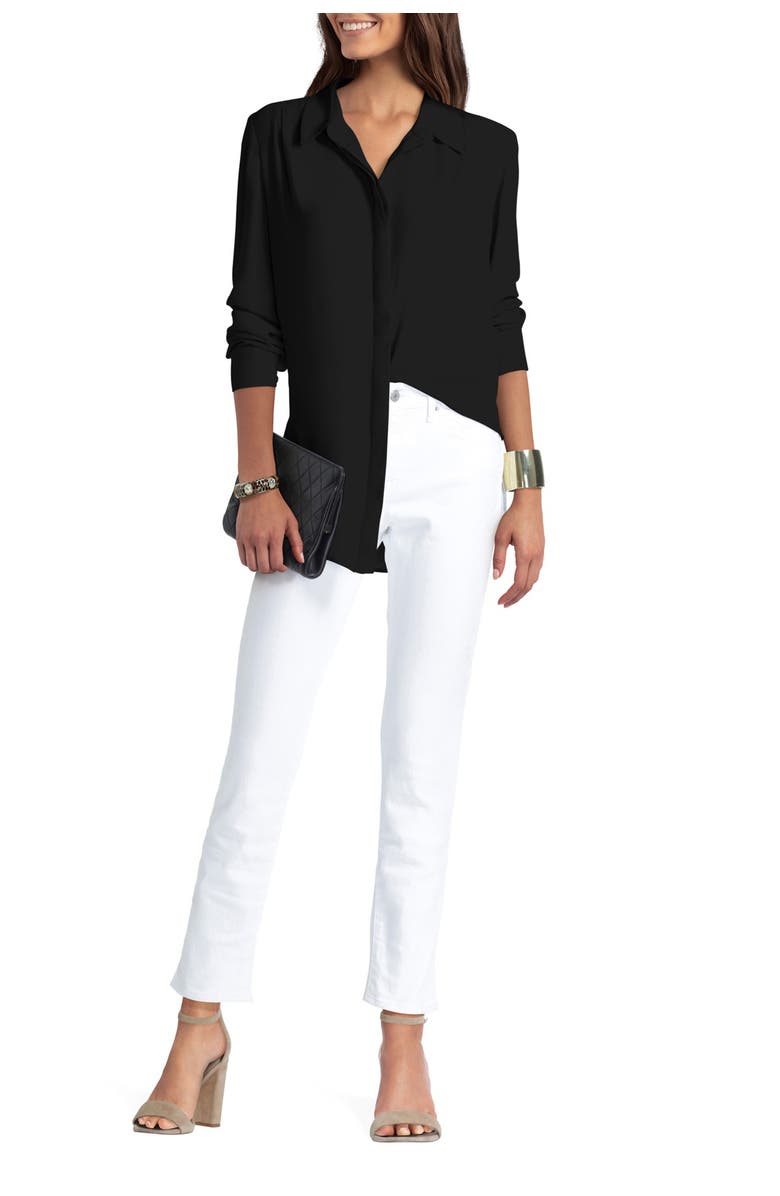 H HALSTON Long Sleeve Button Front Tunic Top | Nordstromrack