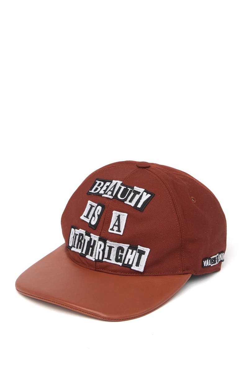 Valentino Text Patch Leather Brim Cap | Nordstromrack