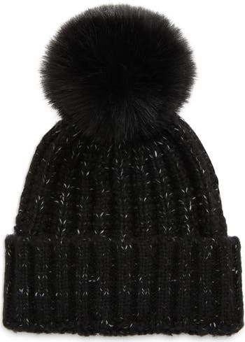 Kyi Kyi Chunky Ribbed Beanie with Faux Fur Pompom | Nordstrom