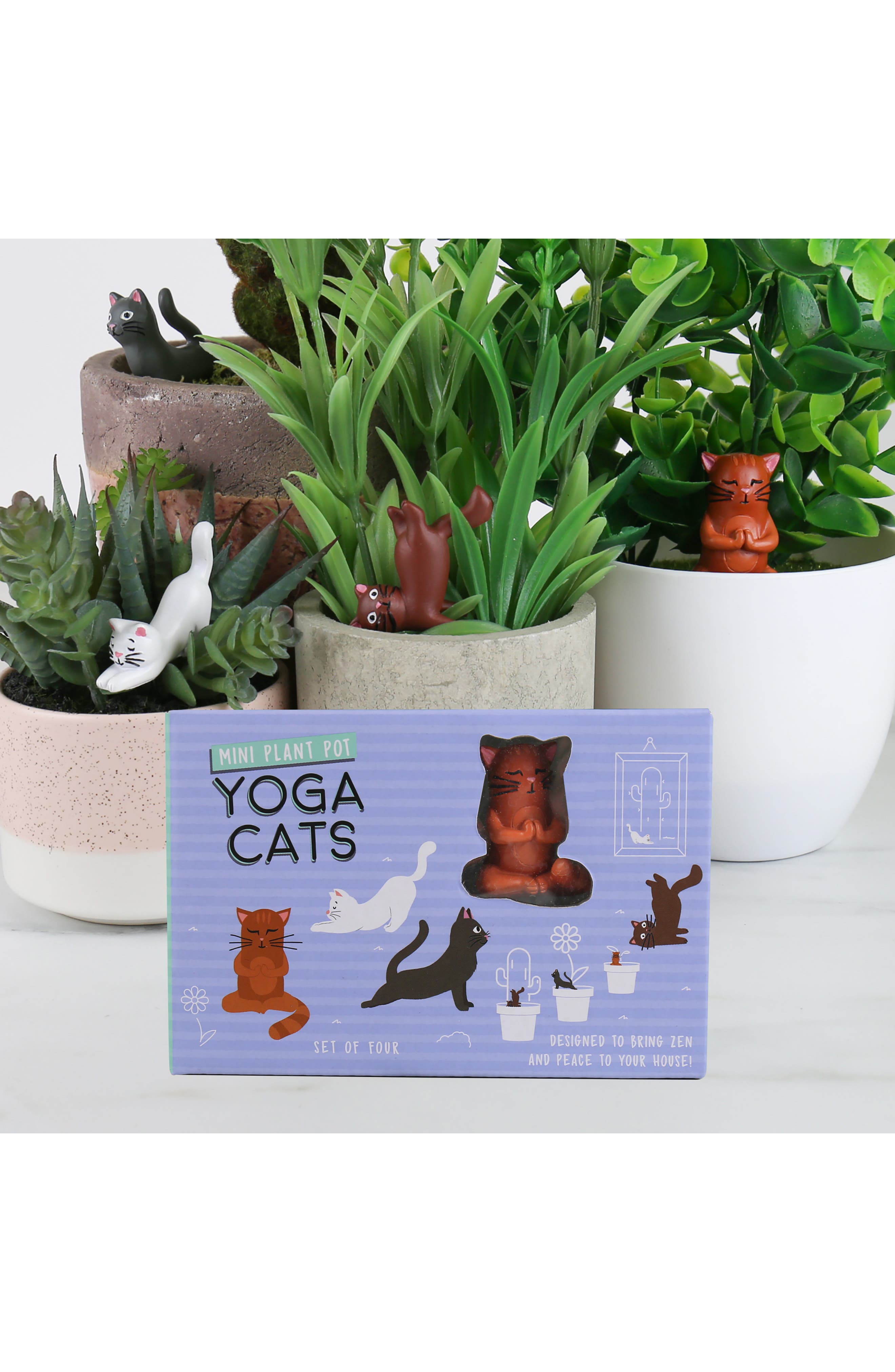 GIFT REPUBLIC Set of Four - Yoga Cat Planter Figures | Nordstromrack