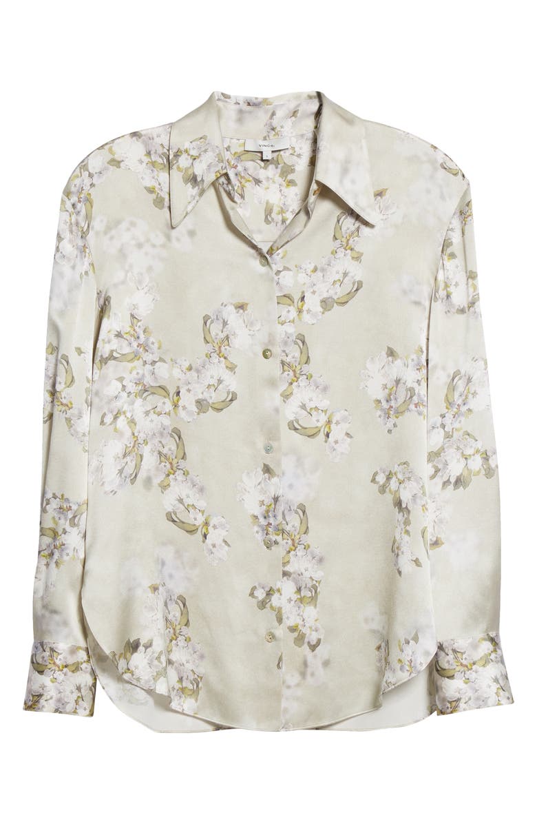 Vince Hazy Blossom Long Sleeve Button-Up Silk Blouse | Nordstromrack