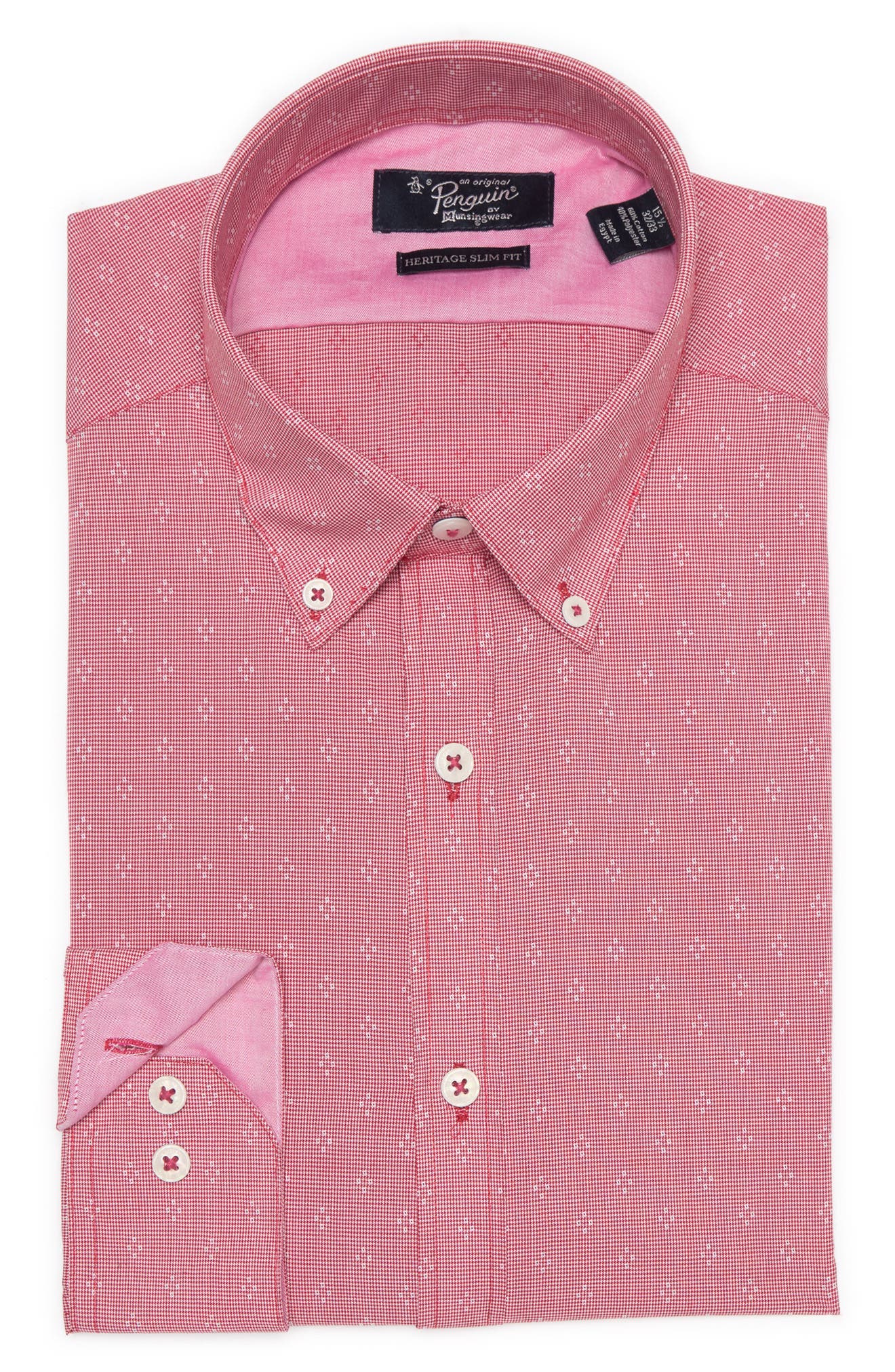 Original Penguin Red Dobby Heritage Slim Fit Dress Shirt | Nordstromrack
