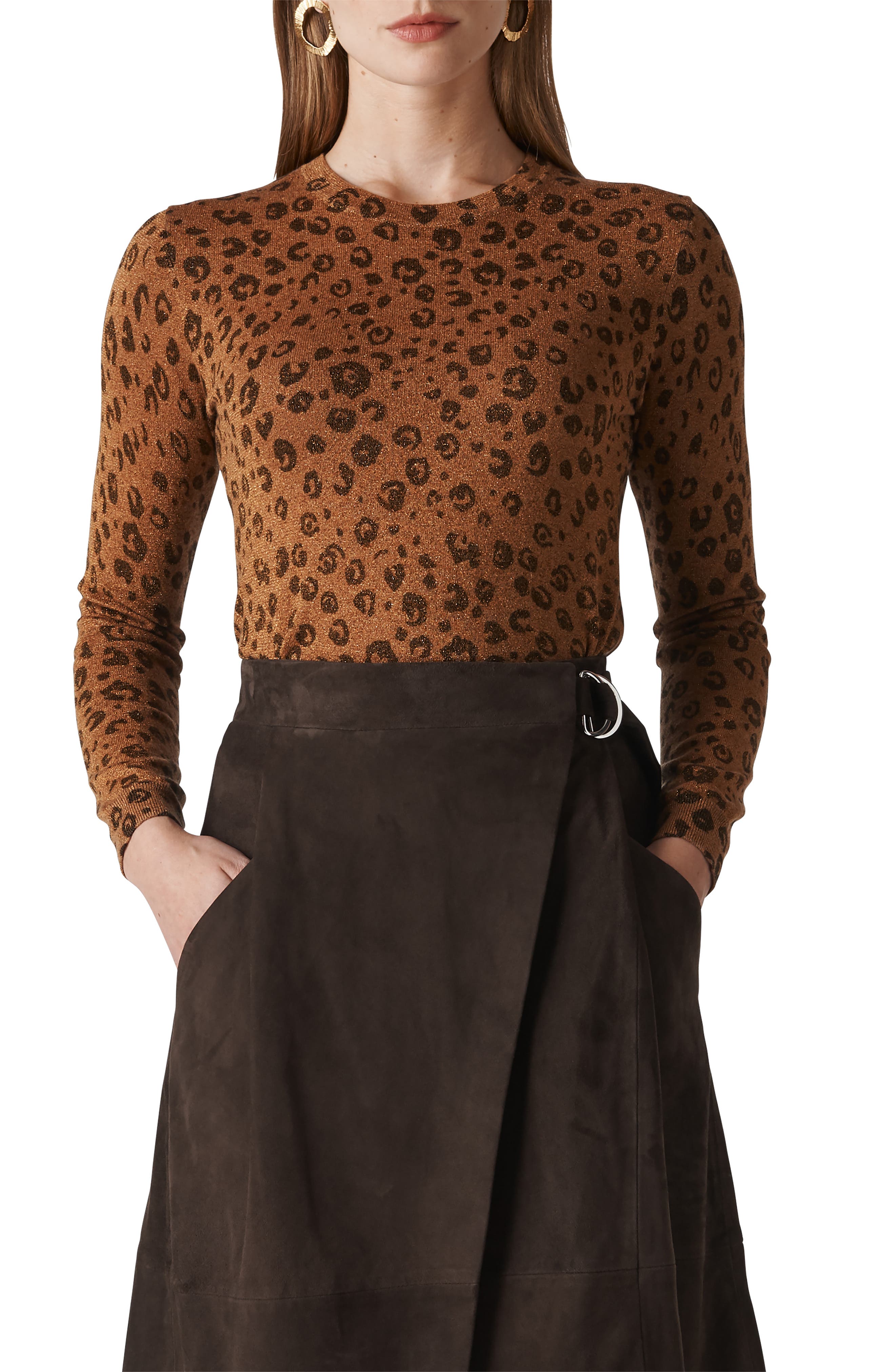Whistles Cheetah Sparkle Sweater | Nordstrom