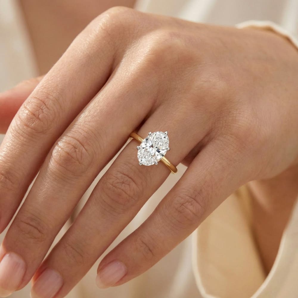 Bliss Diamond Certified 4Ct Oval Solitaire Diamond Engagement Ring 14k ...