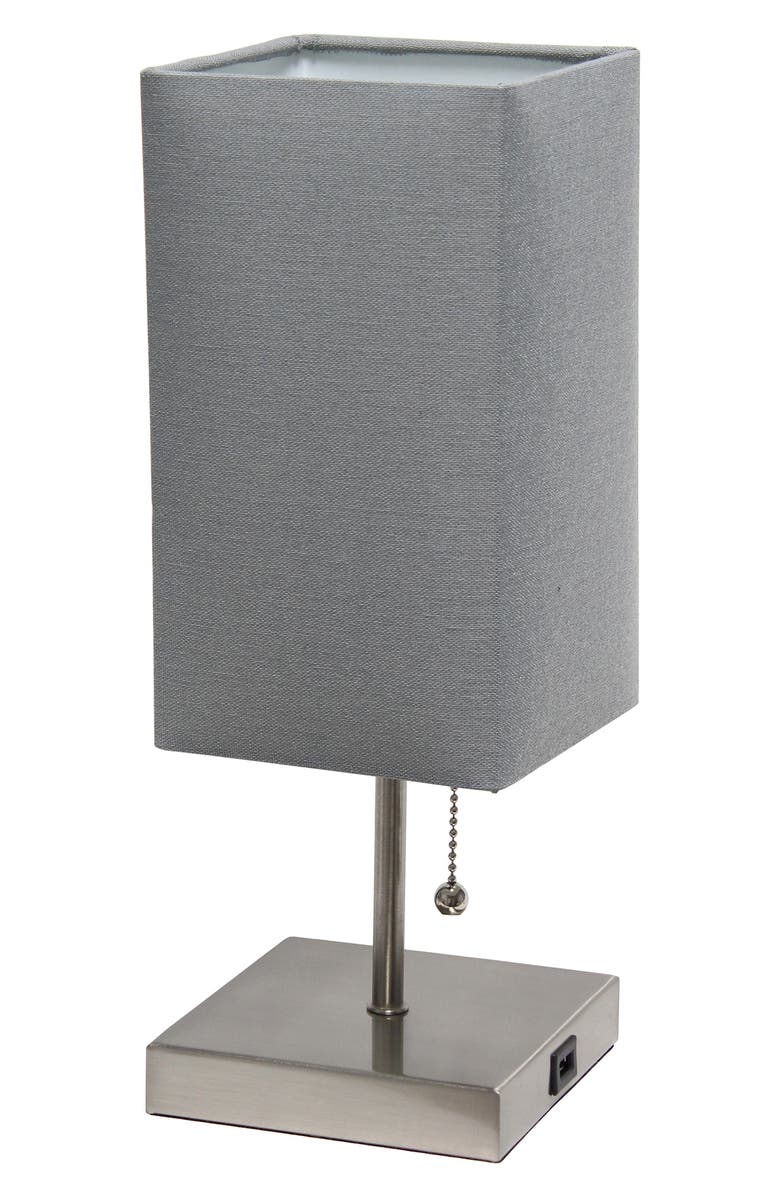 LALIA HOME Petite Stick Lamp with USB Charging Port and Fabric Shade ...
