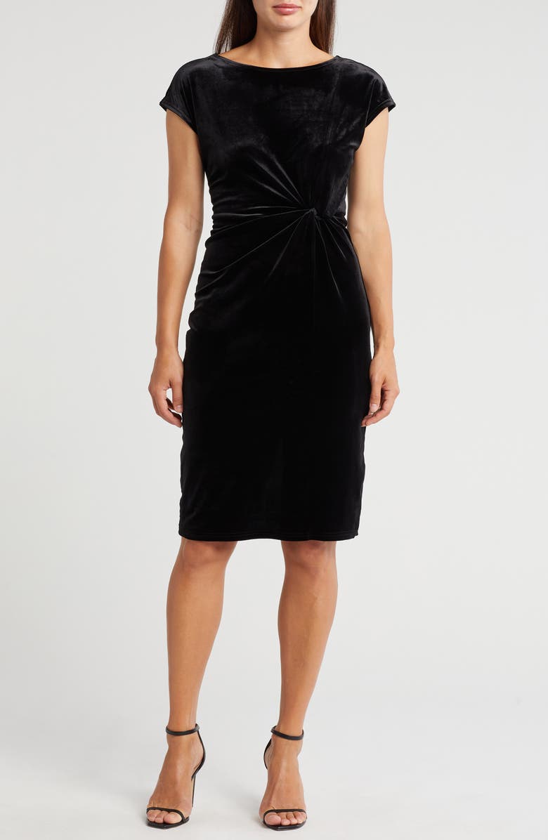 NORDSTROM RACK Cap Sleeve Twisted Knot Velvet Midi Dress | Nordstromrack