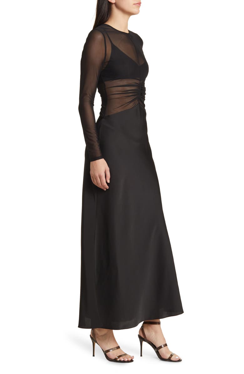 MISHA COLLECTION Ginger Sheer Long Sleeve Mixed Media Gown | Nordstromrack