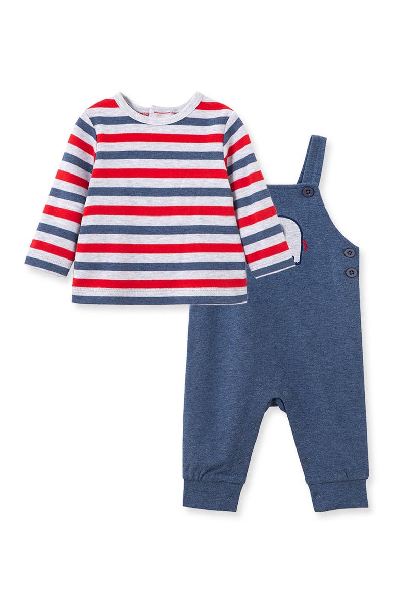 Little Me Elephant Stripe Print Top & Overalls | Nordstromrack
