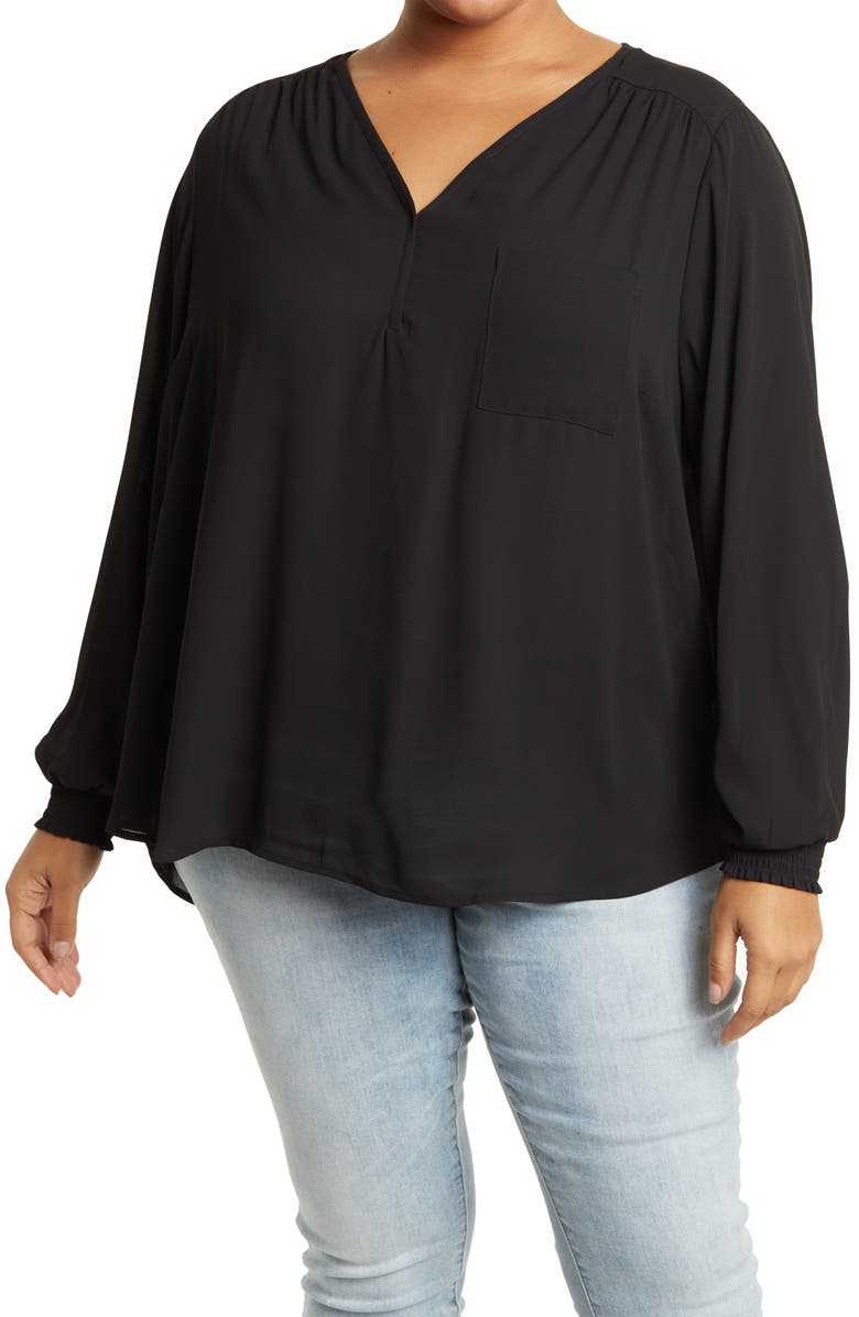 Pleione Long Sleeve V-Neck Blouse | Nordstromrack