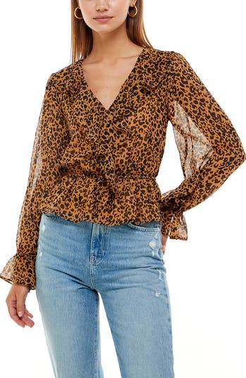 WAYF Women's Fairport Ruffle V-Neck Blouse | Nordstromrack