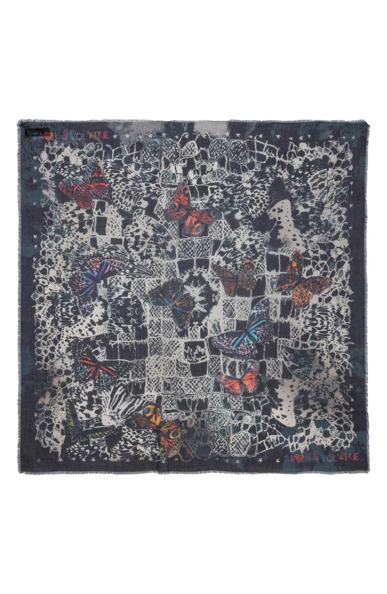 Zadig & Voltaire Kerry Butterfly Lace Square Silk Scarf | Nordstrom