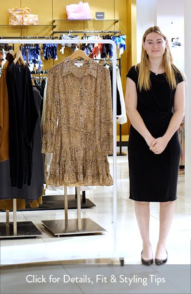 Leopard Tiered Long Sleeve Shirtdress (Women) | Nordstromrack