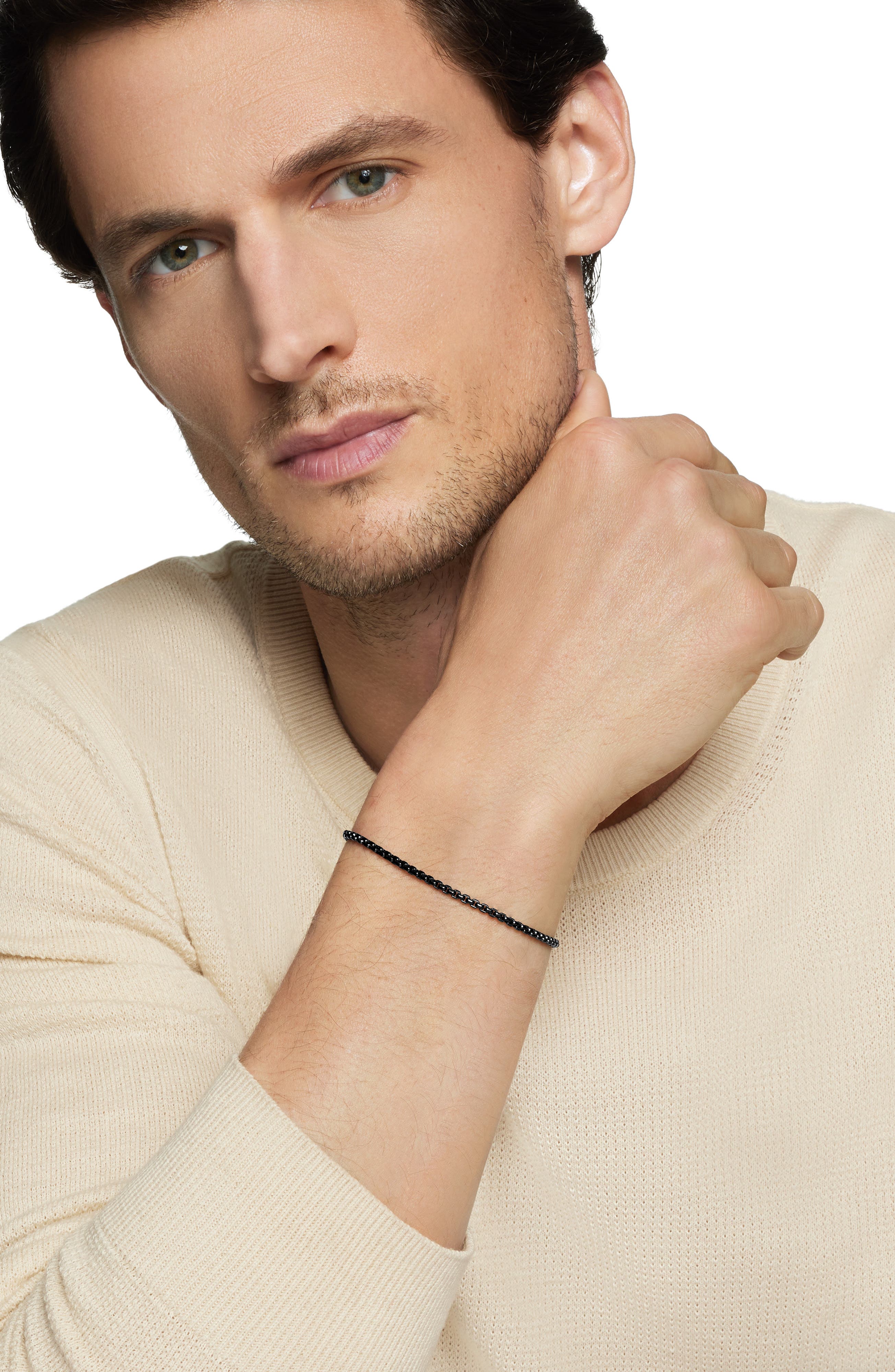 David Yurman Men's Box Chain Bracelet with Stainless Steel and Sterling ...