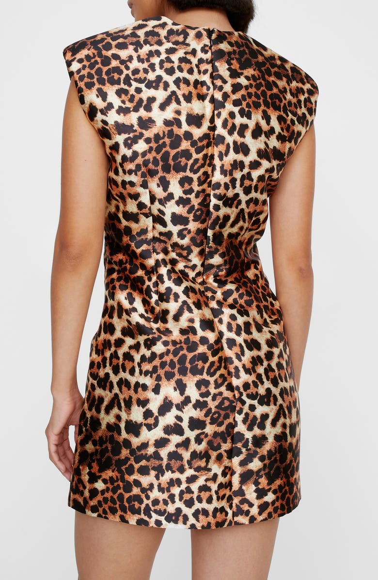 NASTY GAL Leopard Print Shoulder Pad Structured Satin Minidress ...