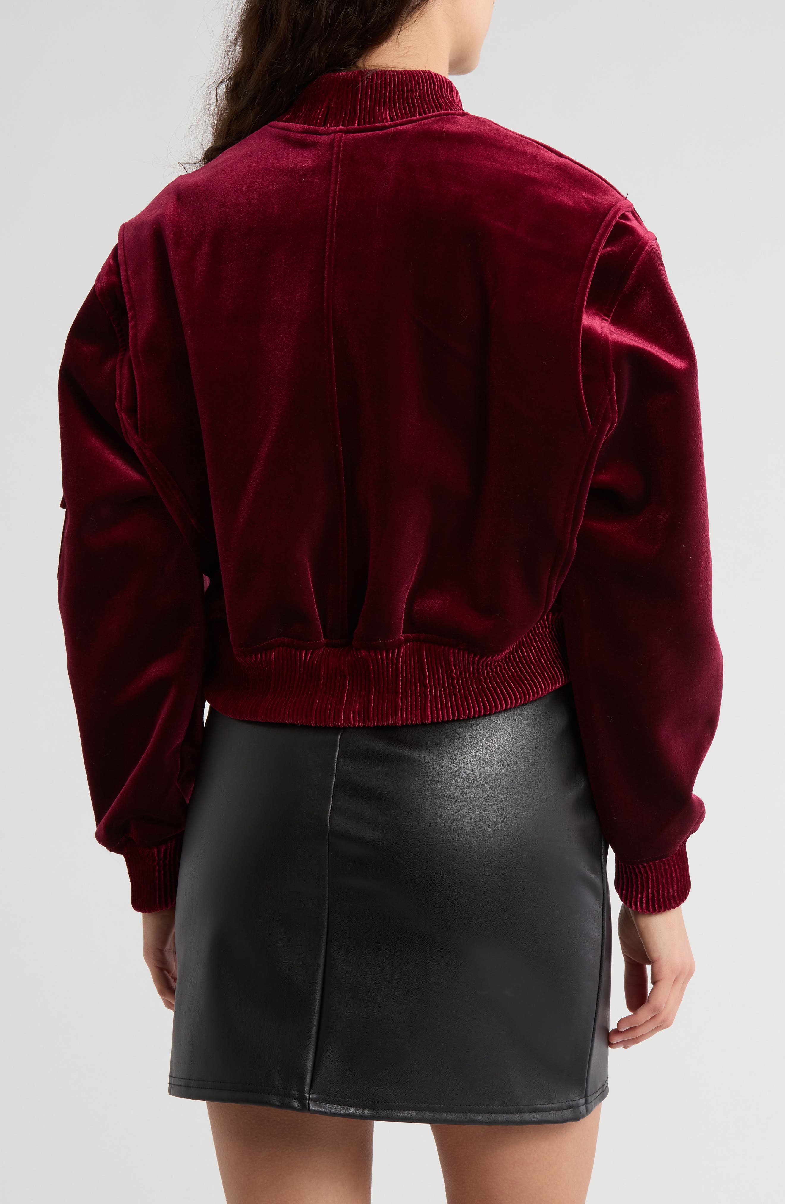BLANKNYC Velvet Crop Bomber Jacket | Nordstromrack