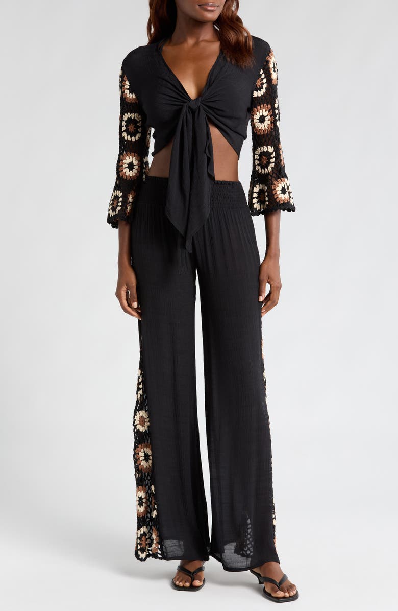 Elan Crochet Trim Crop Cover-Up Top | Nordstrom