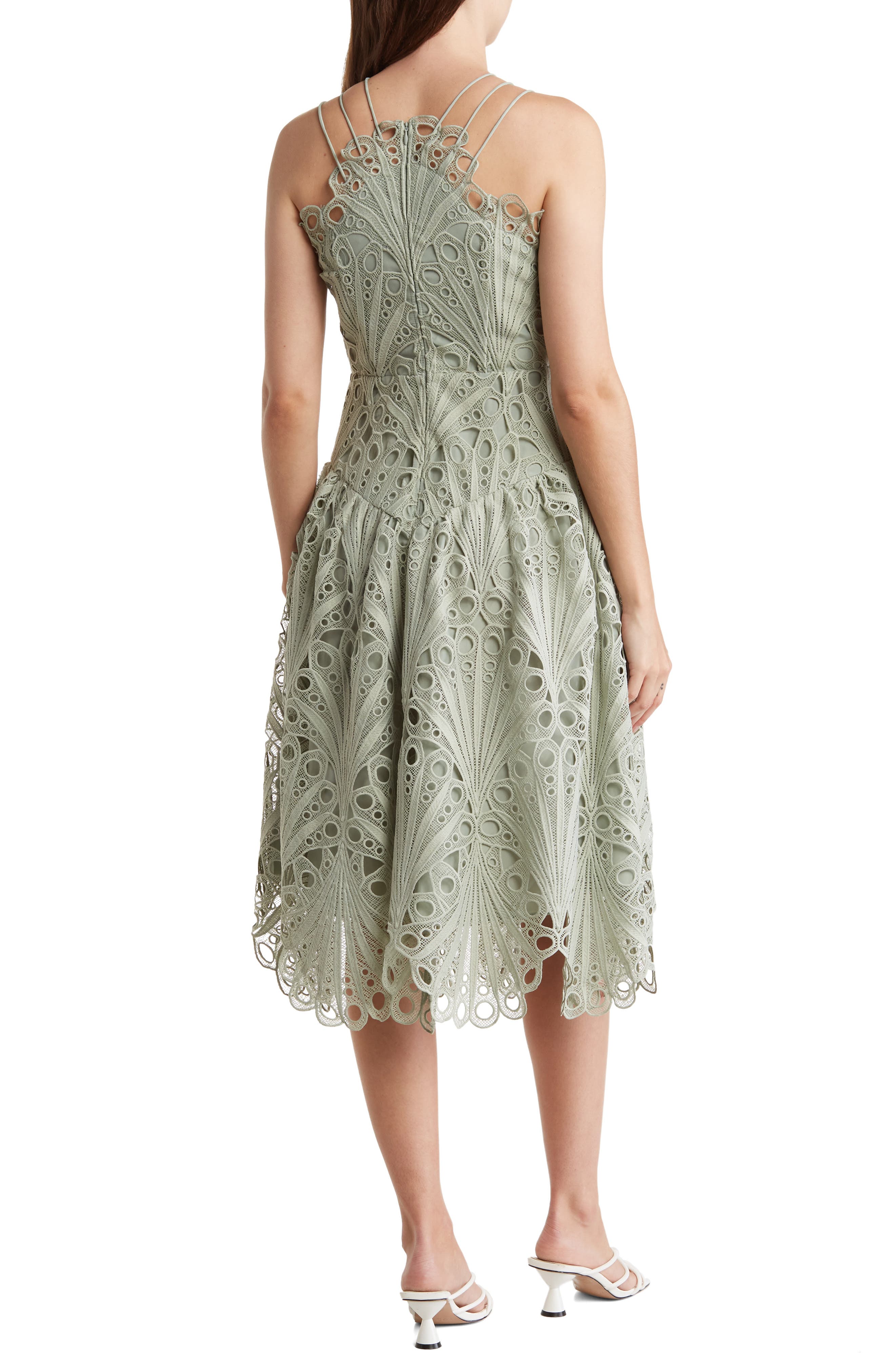 ASOS DESIGN Lace Embroidered Halter Neck Dress | Nordstromrack