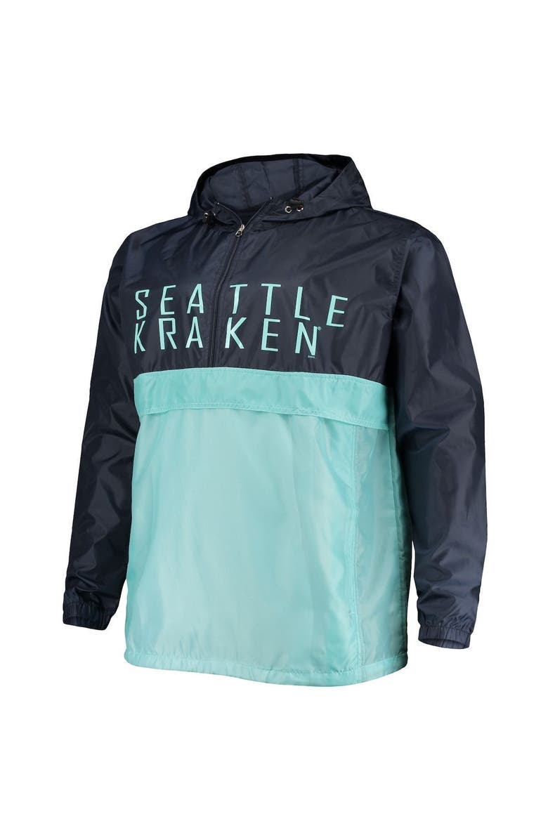 PROFILE Men's Deep Sea Blue Seattle Kraken Big & Tall Anorak Half-Zip ...