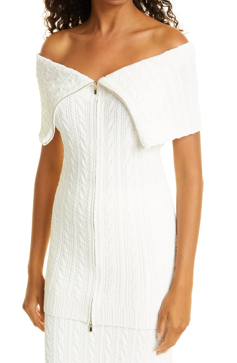 Rebecca Taylor Off the Shoulder Cable Short Sleeve Cardigan | Nordstromrack