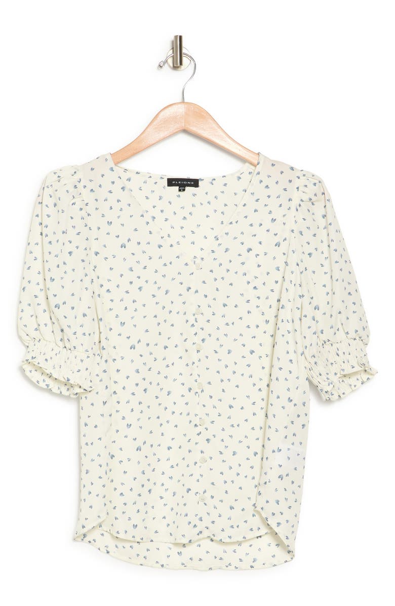 Pleione V-Neck Puff Sleeve Button-Up Top | Nordstromrack