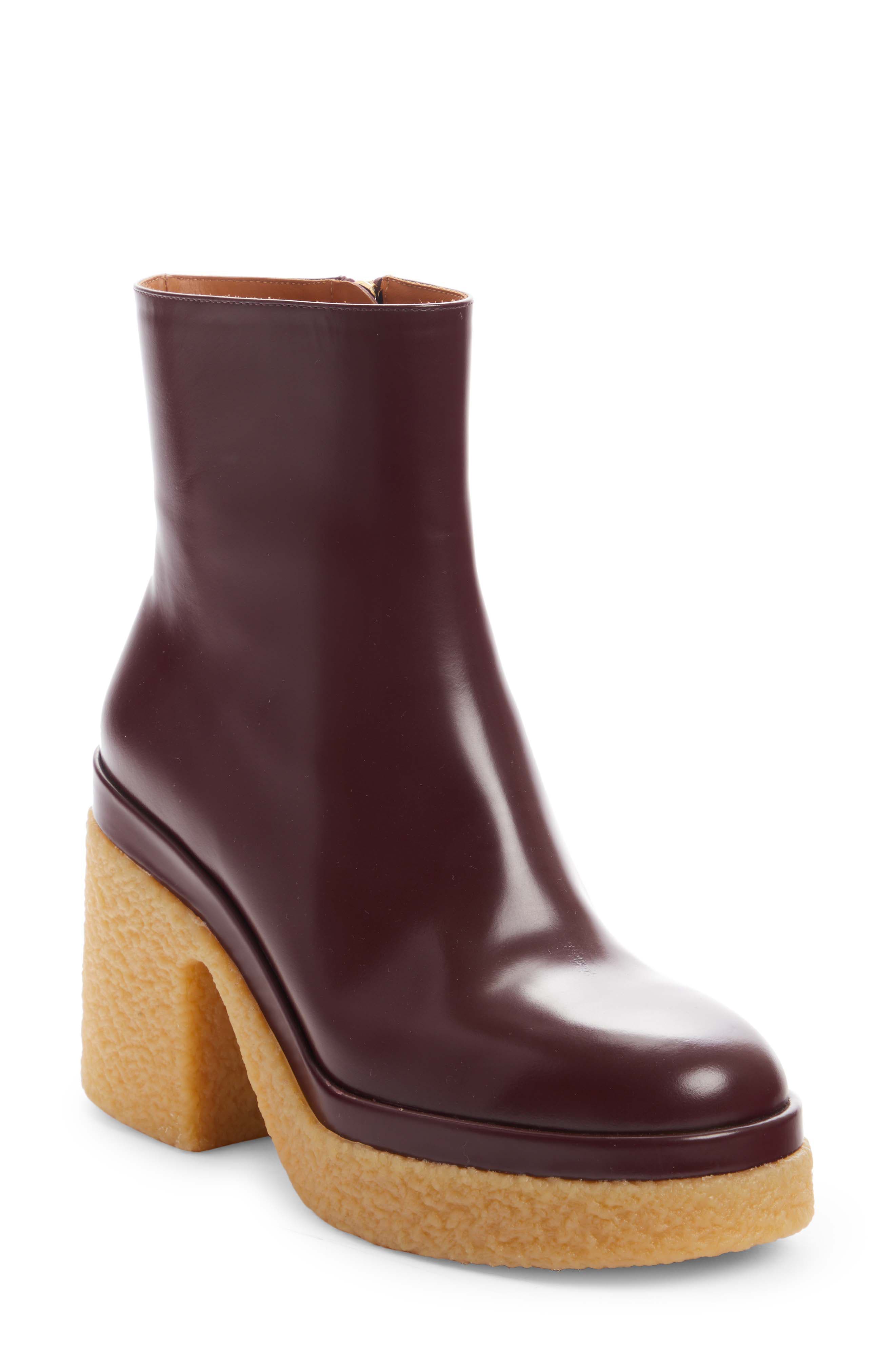 Chloé Kurtys Crepe Platform Leather Bootie (Women) | Nordstromrack