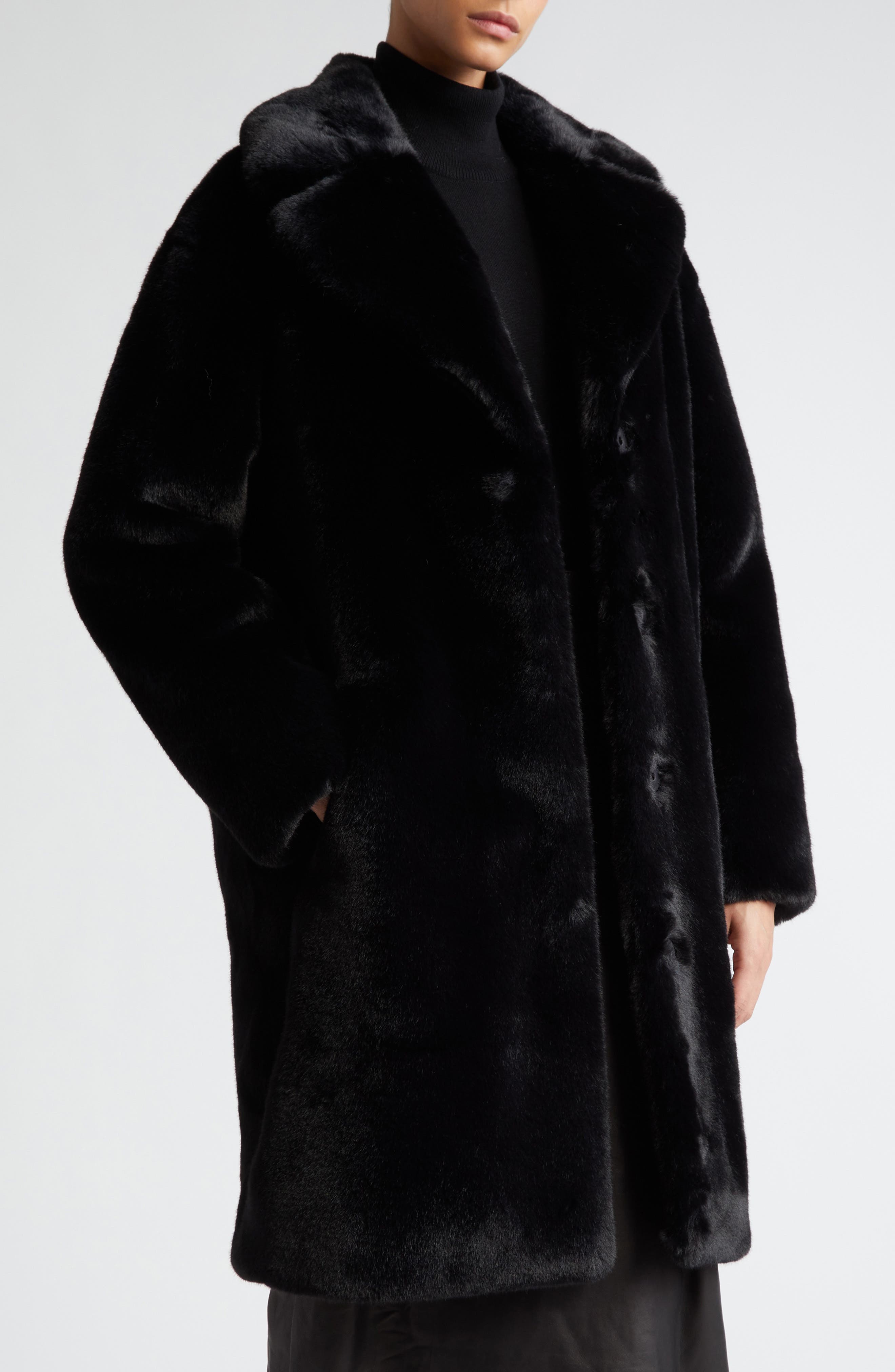 Stand Studio Camille Long Faux Fur Cocoon Coat | Nordstrom