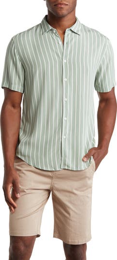 DENIM AND FLOWER Green White Stripe Button-Up Shirt | Nordstromrack