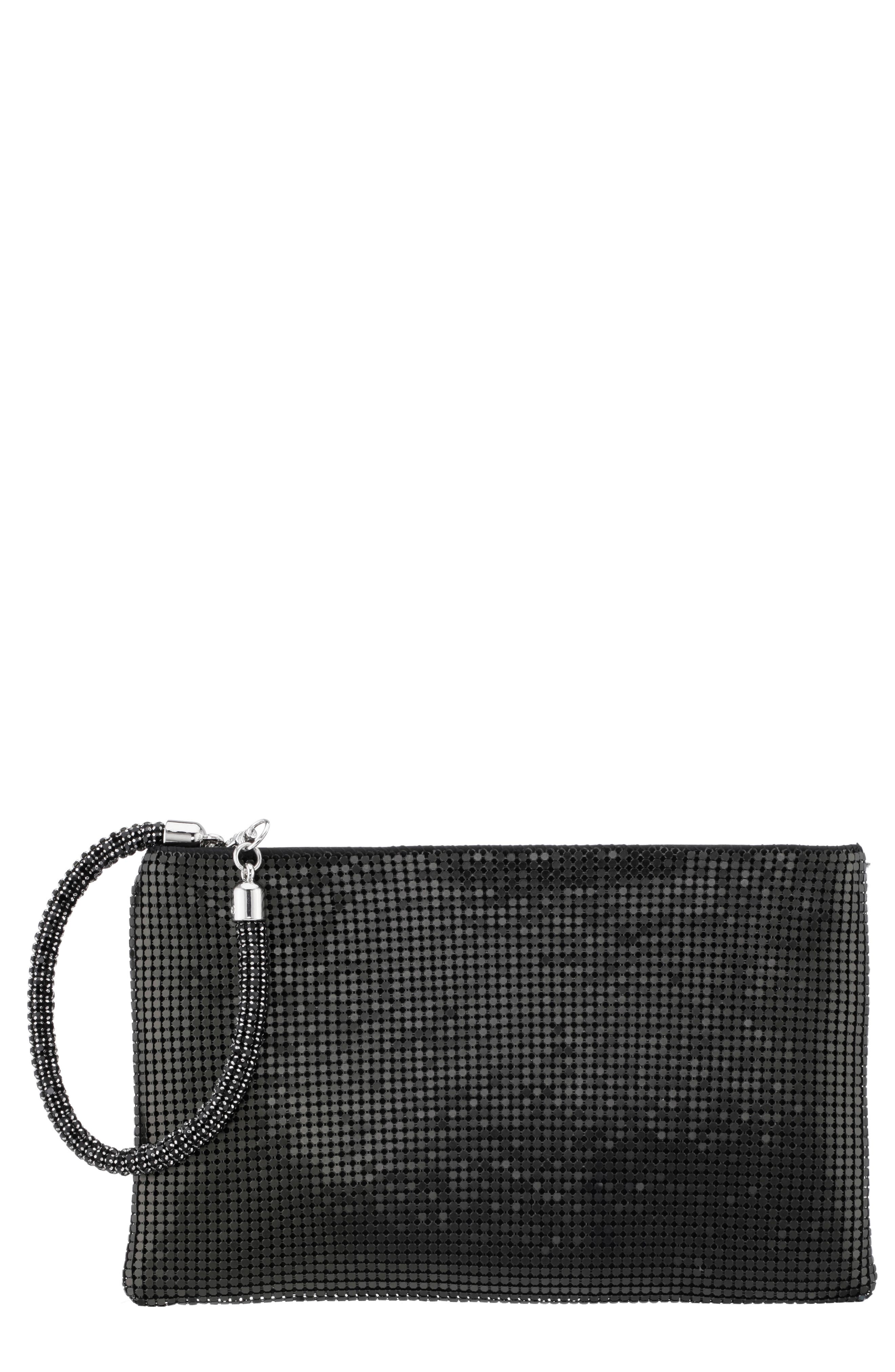Nina Rhinestone Strap Mesh Wristlet Clutch | Nordstromrack