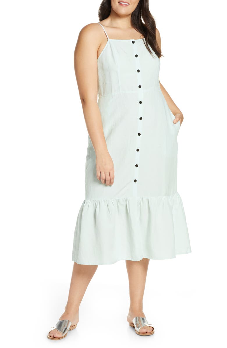 Something Navy Button-Up Midi Sundress | Nordstromrack