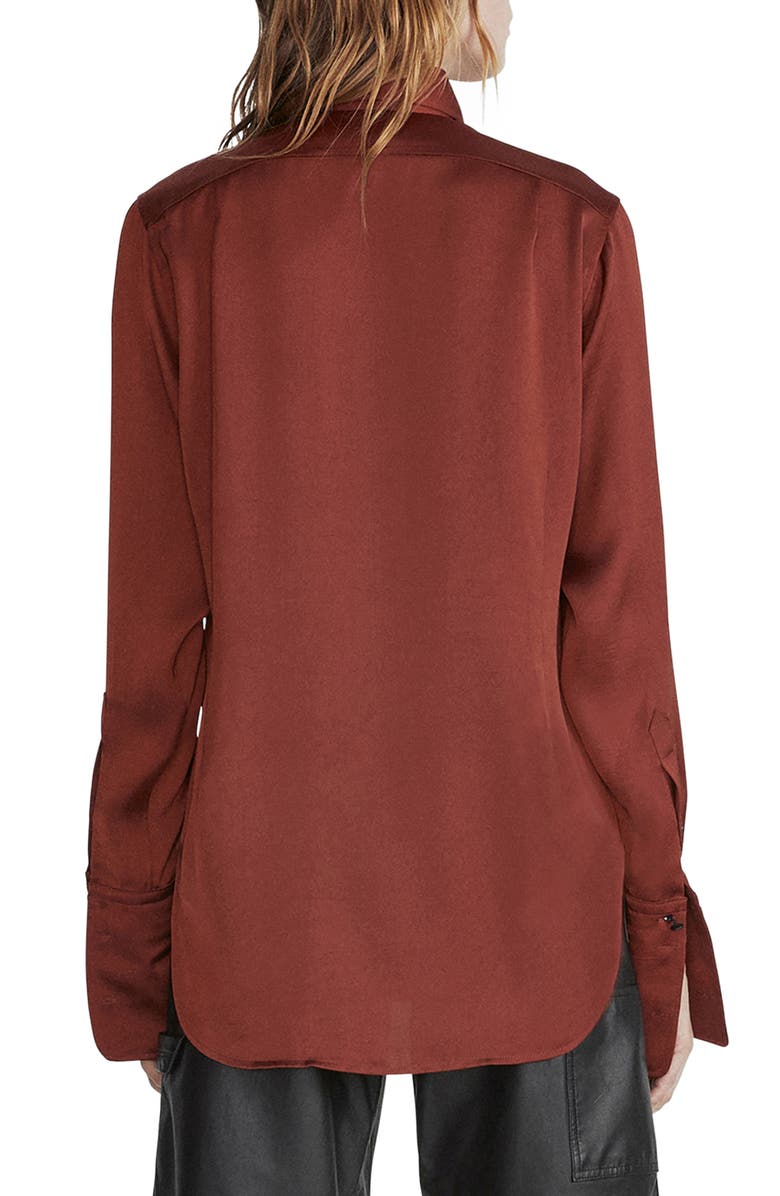 rag & bone Delphine Silk Blend Satin Button-Up Shirt | Nordstromrack