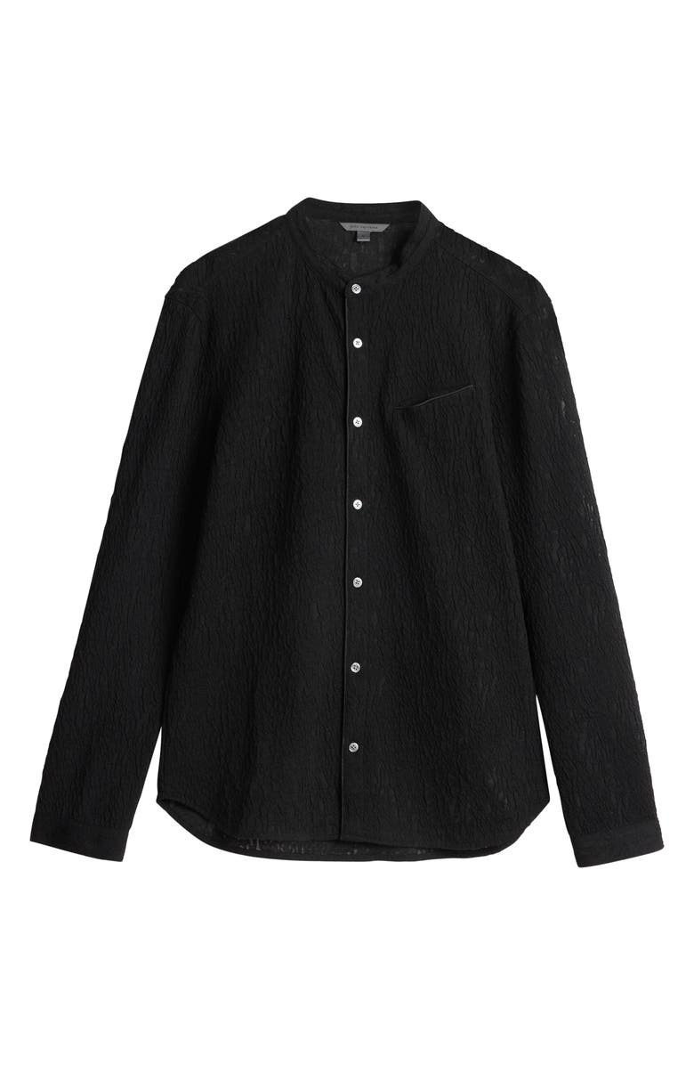 John Varvatos Glenn Lace Band Collar Wool Blend Button-Up Shirt | Nordstrom